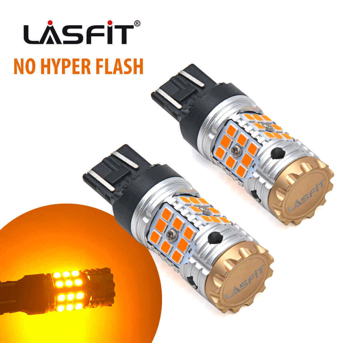 Lasfit Amber 7443 7444 LED Front Turn Signal Blinker Light Bulbs No ...