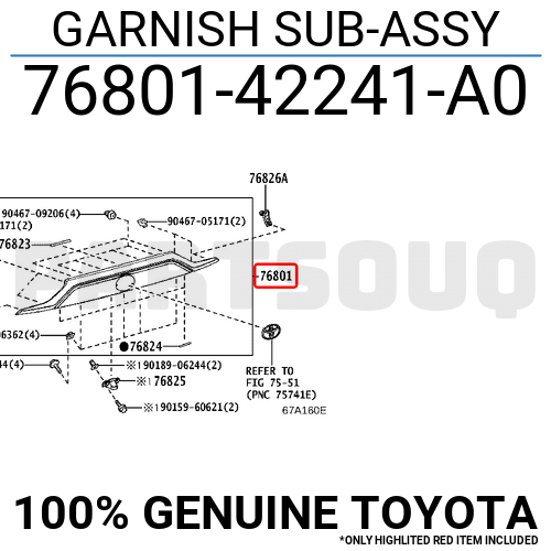 7680142241A0 Genuine Toyota GARNISH SUB-ASSY 76801-42241-A0 | eBay