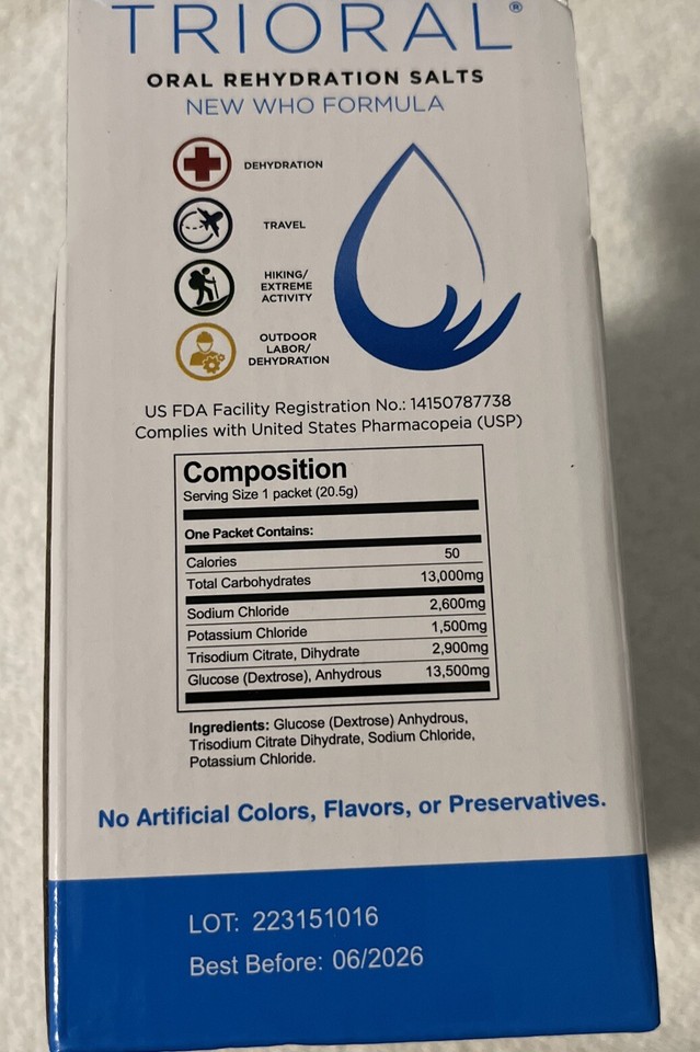 TRIORAL - Oral Rehydration Salts ORS 15 One Liter Packets Exp 06/2026 ...