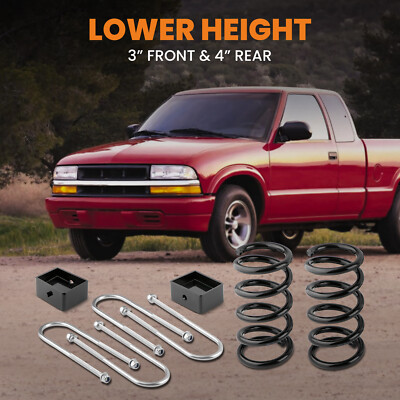 Front 3" Rear 4" Coil Spring Lowering Kit For Chevy S10 GMC S15 Sonoma ...
