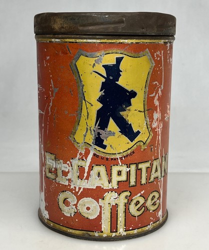 El Capitan, RL Gerhart Co Coffee Antique 1 lb Tin Can- Lancaster PA ...
