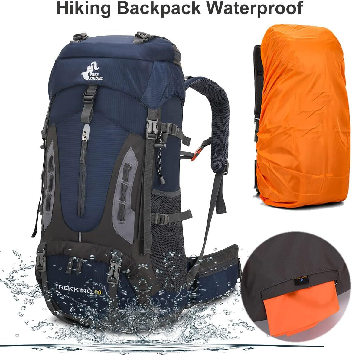 60L Hiking Camping Backpack Men Women Waterproof Mountaineering with ...