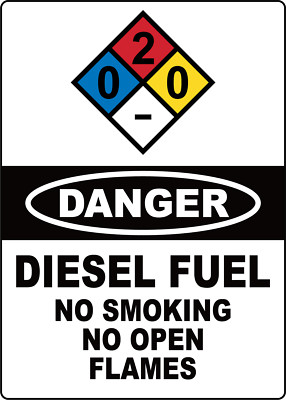 DANGER! DIESEL FUEL NO SMOKING NO OPEN FLAMES| Laminated Vinyl Decal ...