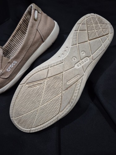 Crocs Walu Tan Slip On Canvas Loafer Boat Shoes 14391 Women's Size 6 | eBay