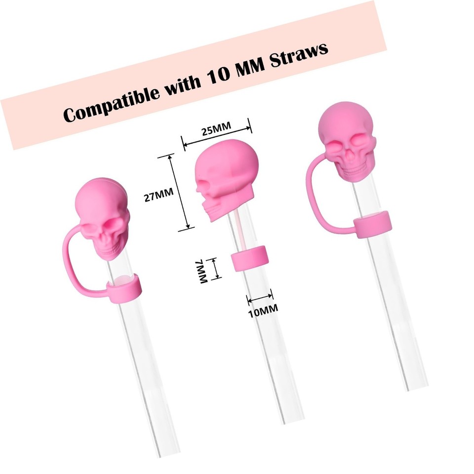 TDTOK 5Pcs Cute Skull Straw Toppers, Well Made Skull Shape Silicone ...
