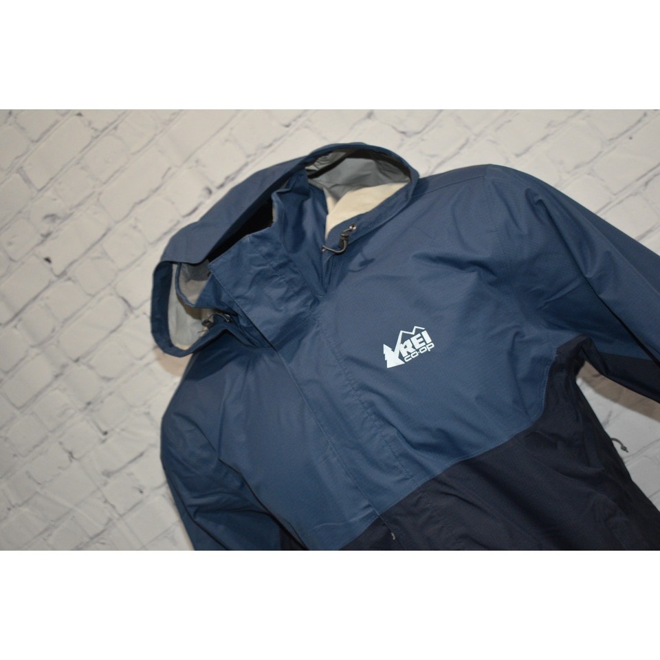 REI CO-OP Rain Jacket Mens Size Large Stormwear Blue Nylon Hooded | eBay