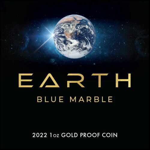 Niue 2022 100$ Earth BLUE MARBLE Apollo Mission 17 Moon Space 1oz Pure ...