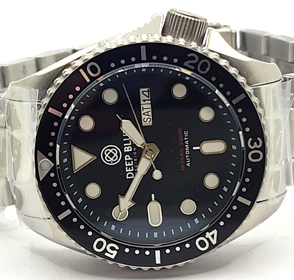 NEW! Deep Blue Precision Diver Military 300 Automatic – Black Bezel ...