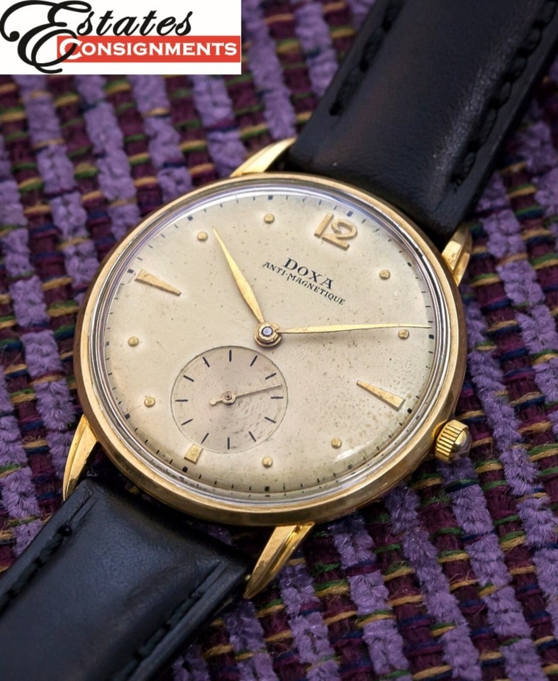 Vintage 1954 Doxa Anti-Magnetique 18K Yellow Gold Cal Doxa 942 Men's ...