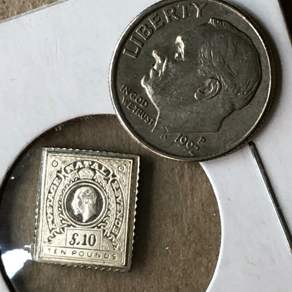 1902-1903 Natal Postage 10 Pounds Proof Sterling Silver Stamp Ingot | eBay