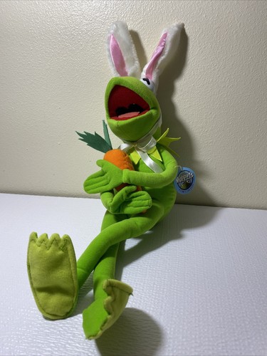 Kermit the Frog with Easter Bunny Ears Carrot Plush -The Muppets Toy ...