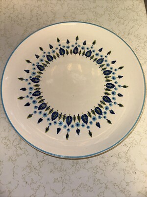 3 MCM VINTAGE Marcrest China Swiss Alpine Plate 10" White Blue Leaves ...