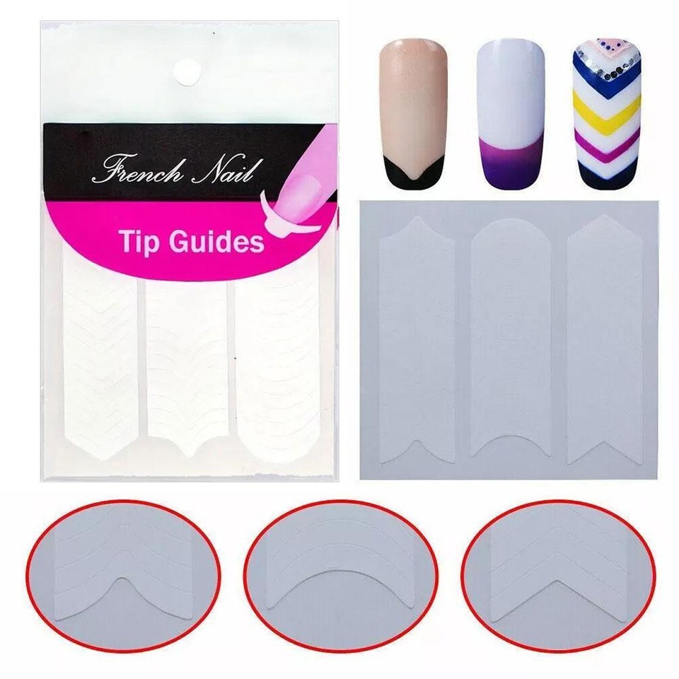 French Manicure Nail Guides "Curved" Half Moon Styles Tips Stickers ...