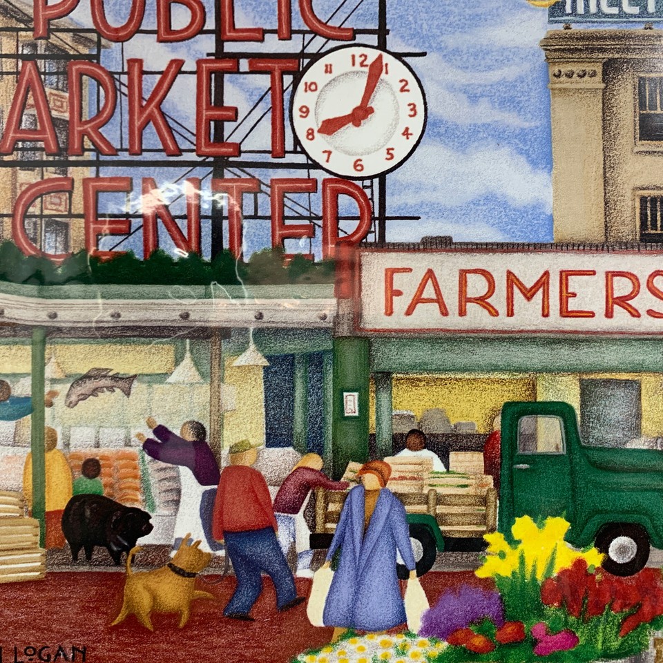 Pike Place Beth Logan Vintage 1994 Seattle Washington Fish Market Print ...