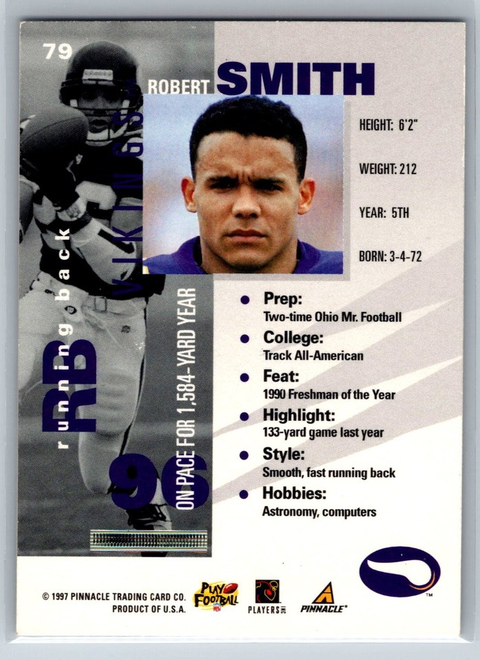 1997 Pinnacle Inside Robert Smith Minnesota Vikings #79 | eBay