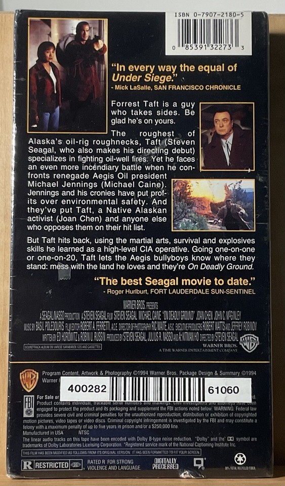 ‘On Deadly Ground’ (VHS, 1994) Steven Seagal, Sealed & Brand New ...