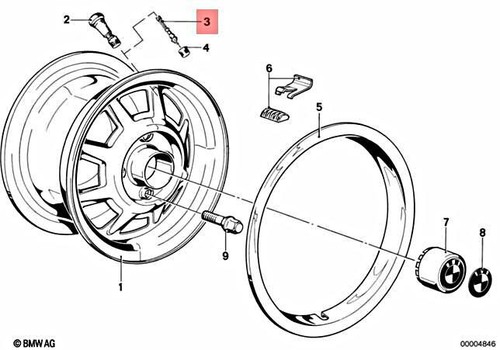 Genuine BMW 02 E12 E21 E23 E24 E28 E3 E30 E31 E9 Wheel Valve OEM ...