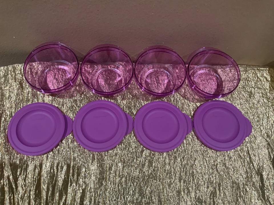 New Tupperware Set 4 Beautiful UNIQUE Acrylic Serve N Store Purple ...