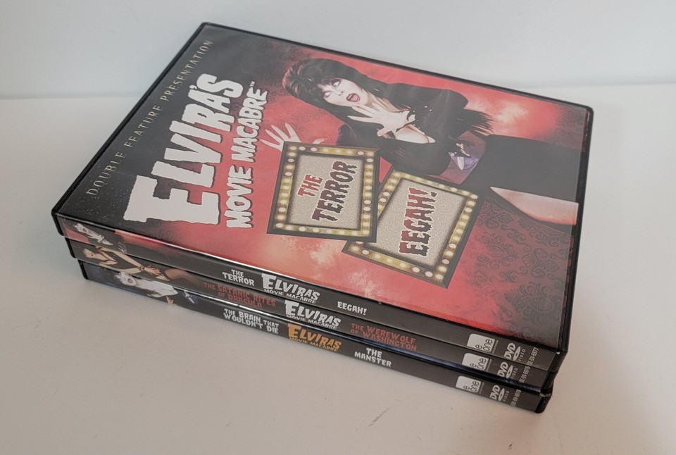 Elvira's Movie Macabre Lot of 3 Double Feature DVDs 3 Discs Scared To ...