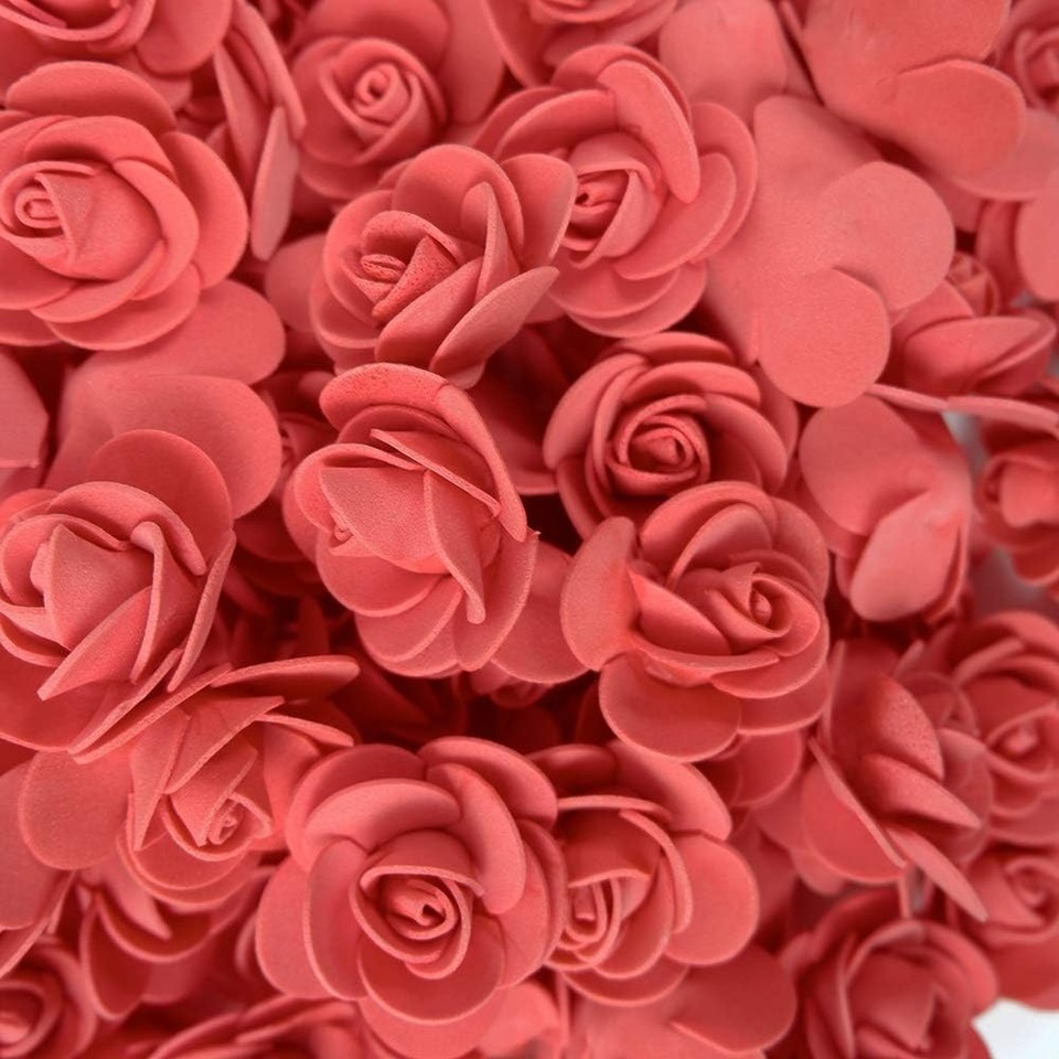 100 PCS Red Bulk Artificial Foam Rose Flower Craft Wedding Size 3.5cm/1 ...