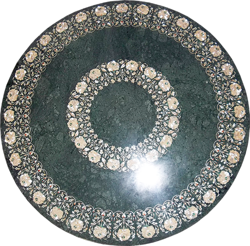 36 " Grün Marmor Table Top Eingelegt Semi Precious Steine Handmade ...