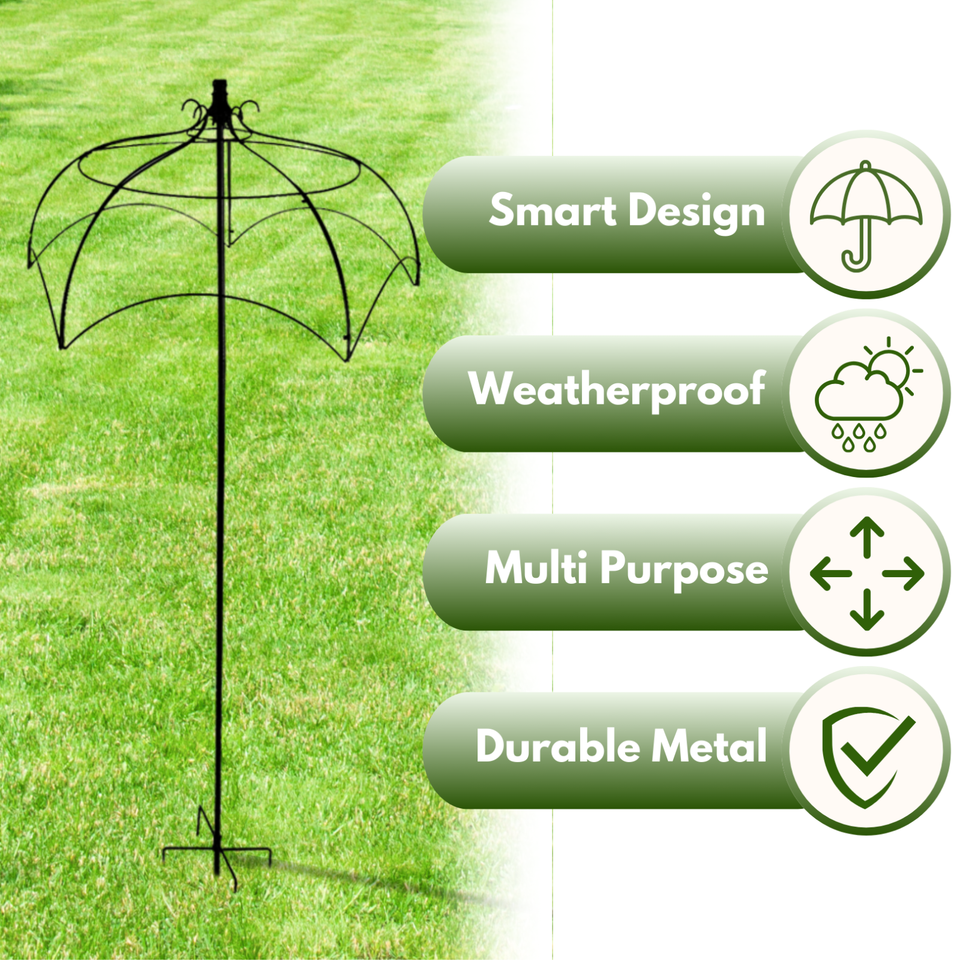 Metal Umbrella Plant Support Outdoor Rose Arch Climber Trellis Flower ...