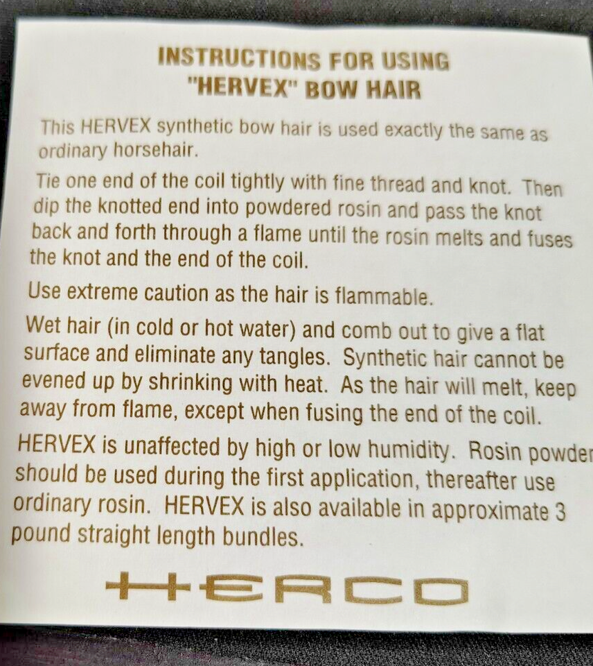 HERCO HERVEX HE902 VIOLIN BOW HAIR CONCERET GRADE | eBay