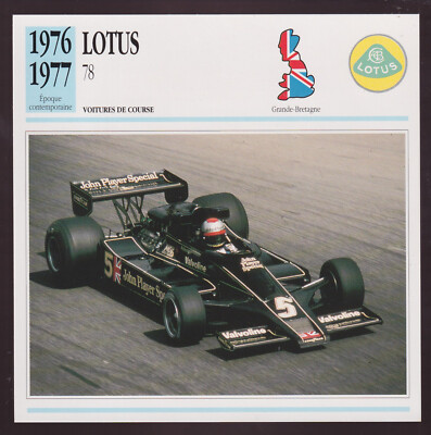 1976-1977 Lotus 78 British Race Car Sports Photo Spec Sheet Info French ...