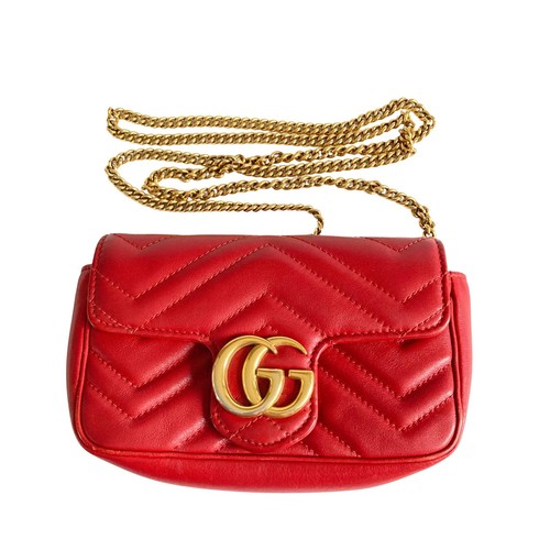 [eBay Live] Gucci Lambskin GG Marmont Shoulder Bag Red | eBay