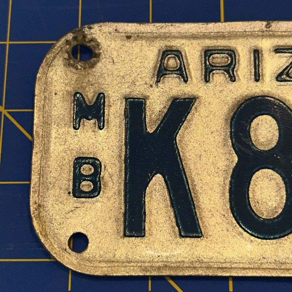 1968 ARIZONA Motorcycle License Plate - AZ MB # K845 Motorbike Scooter ...