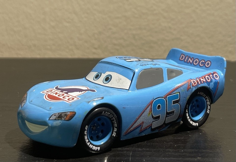 Disney Pixar Cars Lightning McQueen Dinoco #95 Light Blue Pull Back ...