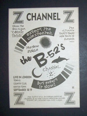 B-52's Channel Z (Cosmic Thing) 1989 Small Poster Type Ad, Promo Advert ...