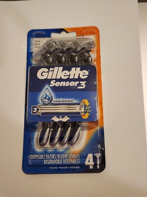 Gillette Sensor 3 Disposable Razors - 4 Pack - Comfort Gel, 40° pivot ...