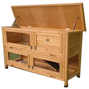 4FT RABBIT HUTCH GUINEA PIG HUTCHES RUN LARGE 2 TIER DOUBLE DECKER ...
