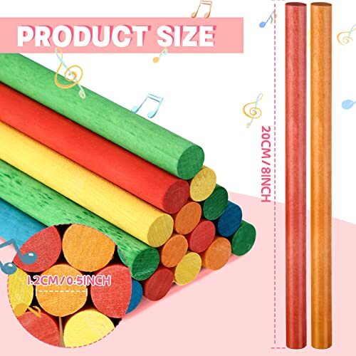 30 Pieces Rhythm Music Lummi Sticks 5 Colors Wooden Rhythm 20 cm/ 8 ...