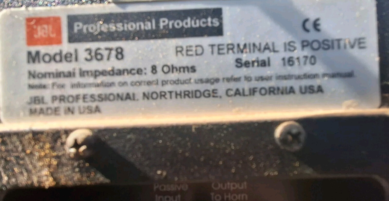 Lot Of JBL 3678 3635 2425SH Cinema Loudspeaker System w/Horn LA Pickup ...