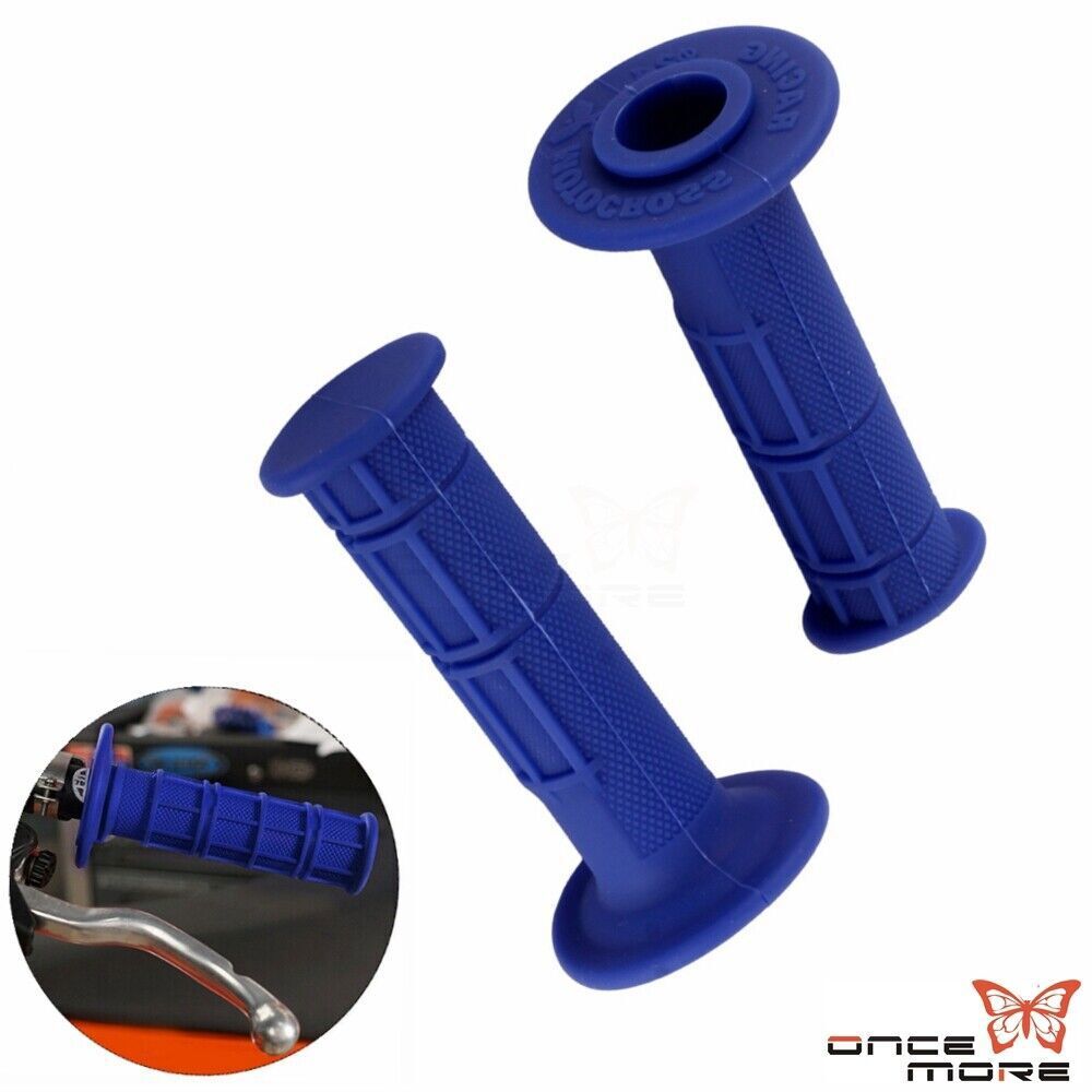 Blue 7/8" Motorcycle Universal Rubber Handlebar Grips Bar End Grip Fit ...