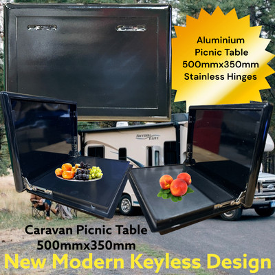 RV BLACK 500mmx350mm KEYLESS TABLE FOLDING DROP DOWN CARAVAN RV PICNIC ...