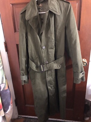 US Military Overcoat OG 107 Trench Coat Wool Liner Med Korean War Long ...