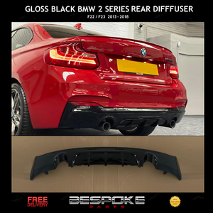GLOSS BLACK REAR DUAL DIFFUSER FOR BMW 2 SERIES F22 F23 M 235i M40i ...