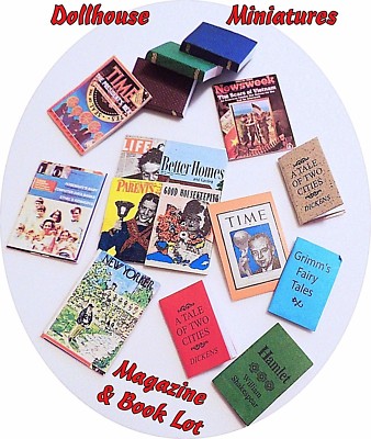 16 pc. SET of MINIATURE BOOKS & MAGAZINES Time Life New Yorker LOOK ...