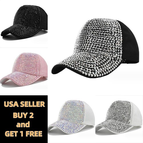 Women Rhinestone Sequins Baseball Cap Sparkly Glitter Bling Snapback ...
