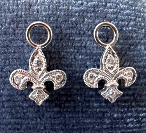 Designer BEVERLEY K ~ 18K White Gold Diamond FLEUR DE LIS Earring ...
