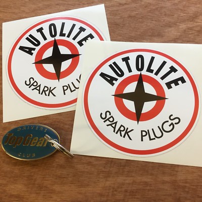 AUTOLITE SPARK PLUG Classic Vintage Retro Stickers Decals 4" (100mm) 2 ...