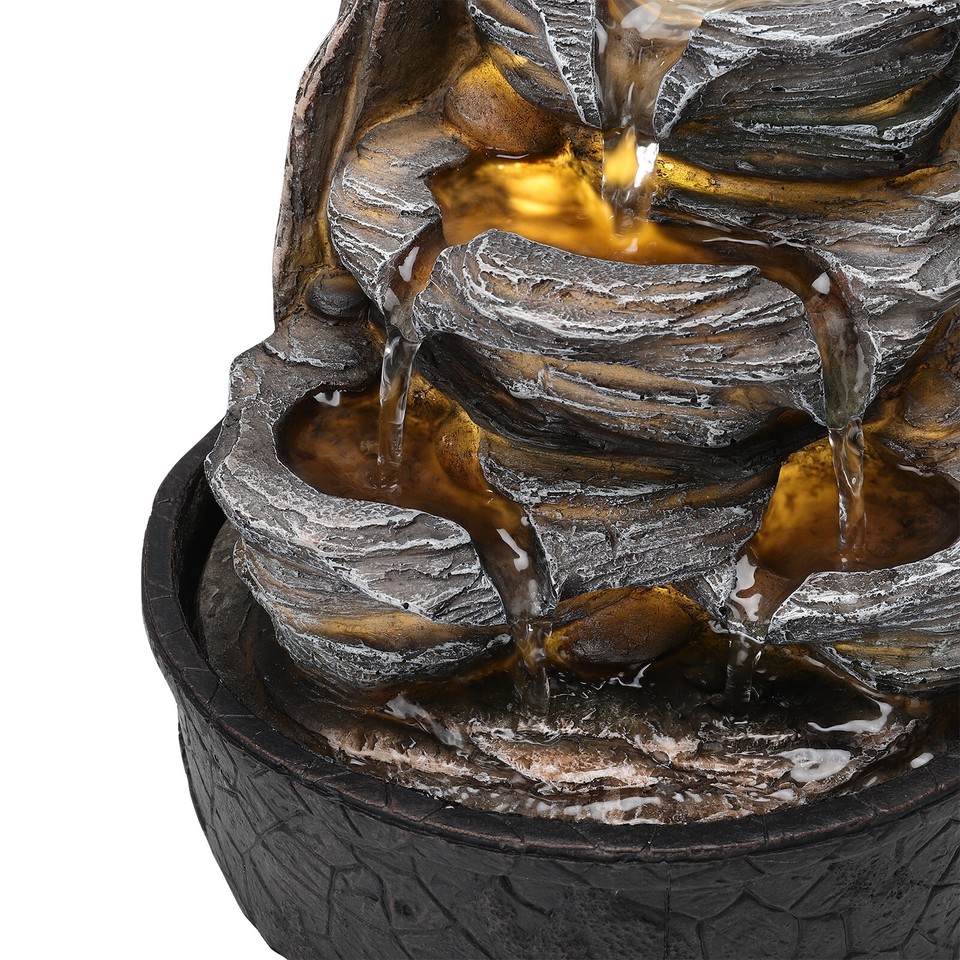 Desktop Water Feature Electric Pump Fountain Statue Cascading with LED ...