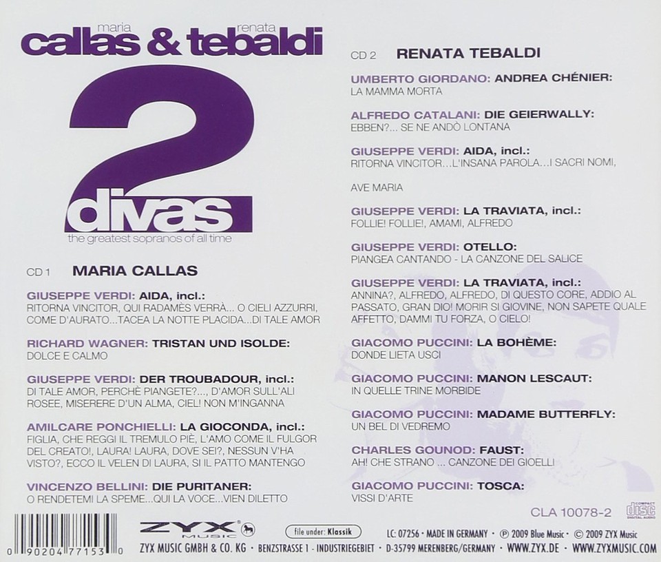 Callas,Maria & Tebaldi,Renata Callas & Tebaldi: 2 Divas (CD) (UK IMPORT ...