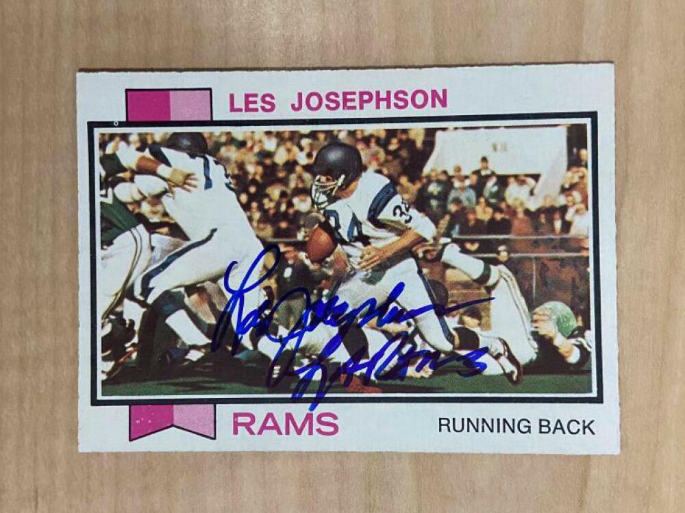 LES JOSEPHSON LOS ANGELES RAMS SIGNED AUTOGRAPHED 1973 TOPPS CARD #41 W ...