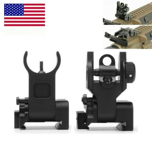 Tactical Folding Back Up Iron Sight Flip Up Sights Set Front Rear ...