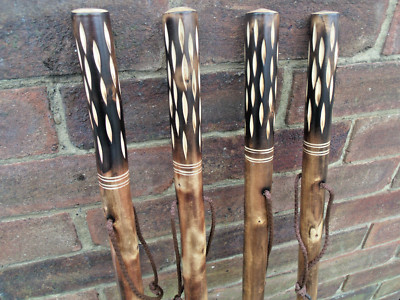 LARGE HIKING WALKING STICK/CANE SOLID THICK CHESTNUT CARVED WOOD ...