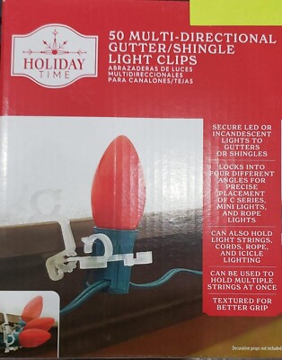Holiday Time Advanced Multi-Directional Gutter/Shingle Light Clips, 50 ...